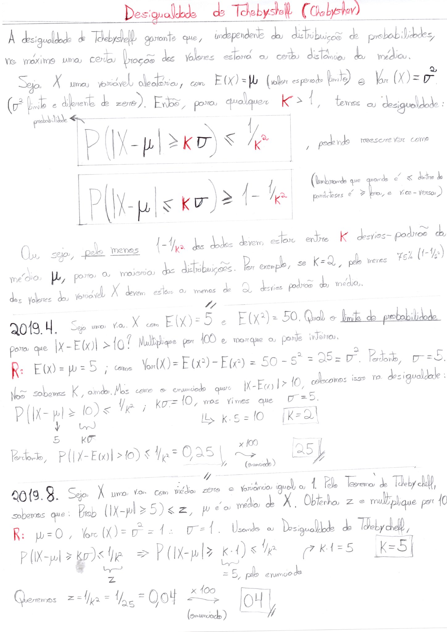 Desigualdade de Tchebycheff (ou Chebyshev) – Anpec Expresso